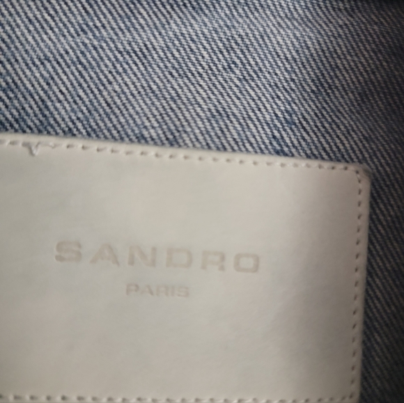 Sandro | Jackets & Coats | Sandro Slimfit Distressed Denim Jacket ...